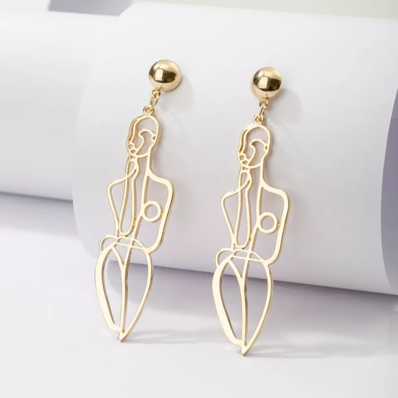 Jewelry | Original Metal Female Body Form Wire Earrings 222 Abstract ...
